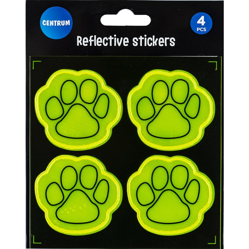 Refleks stickers. Poter.4 stk. i blisterpakning.ø50mm. Neogul.